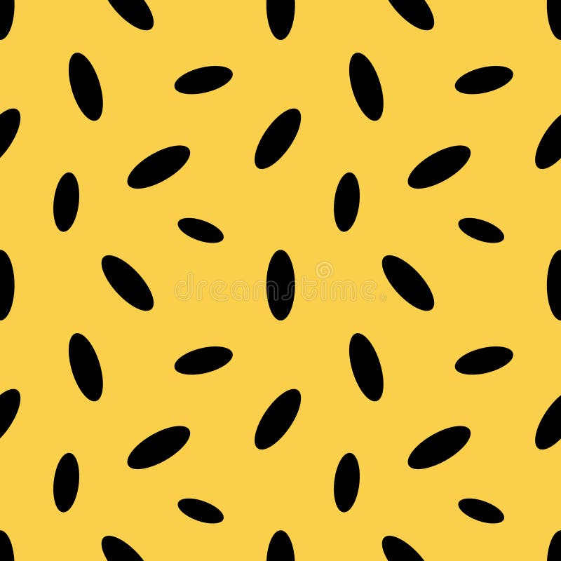 Vector Geometric Seamless Pattern with Black Ovals on a Yellow ...