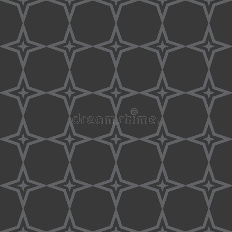 Vector Geometric Seamless Pattern with Grid, Lattice, Stars. Dark Gray ...