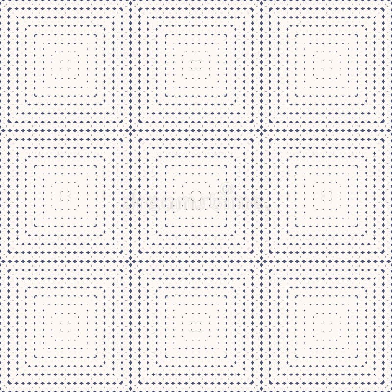 Vector Geometric Seamless Pattern with Halftone Square Tiles. Blue and ...
