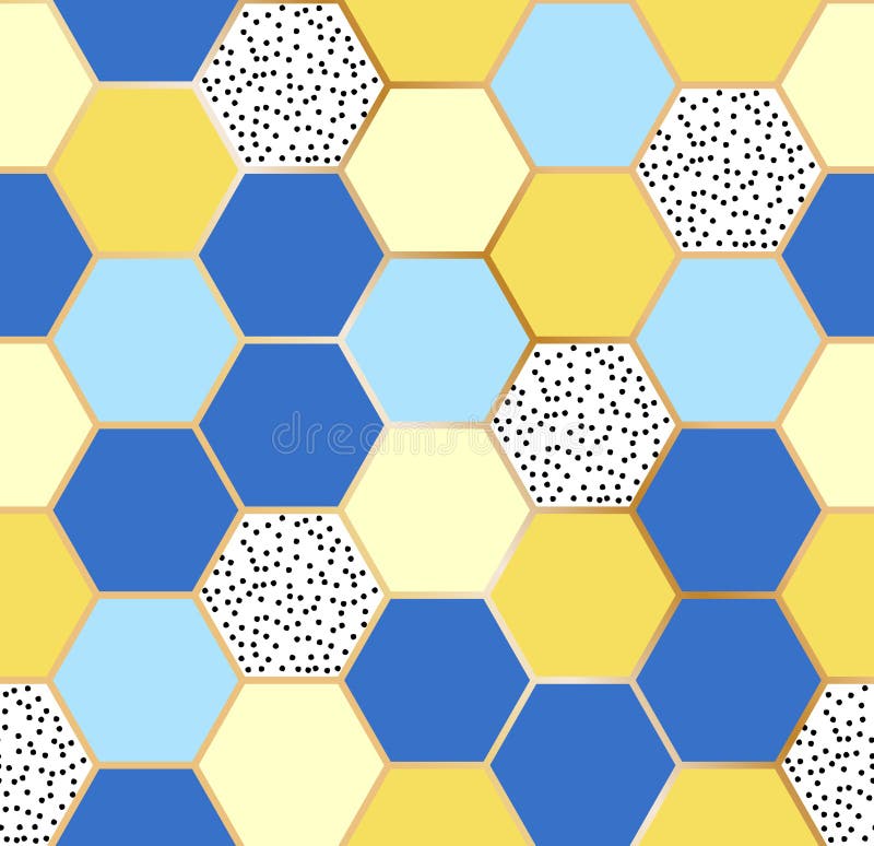 Vector Geometric Seamless Pattern with Hexagonal Honey Comb Shapes in ...