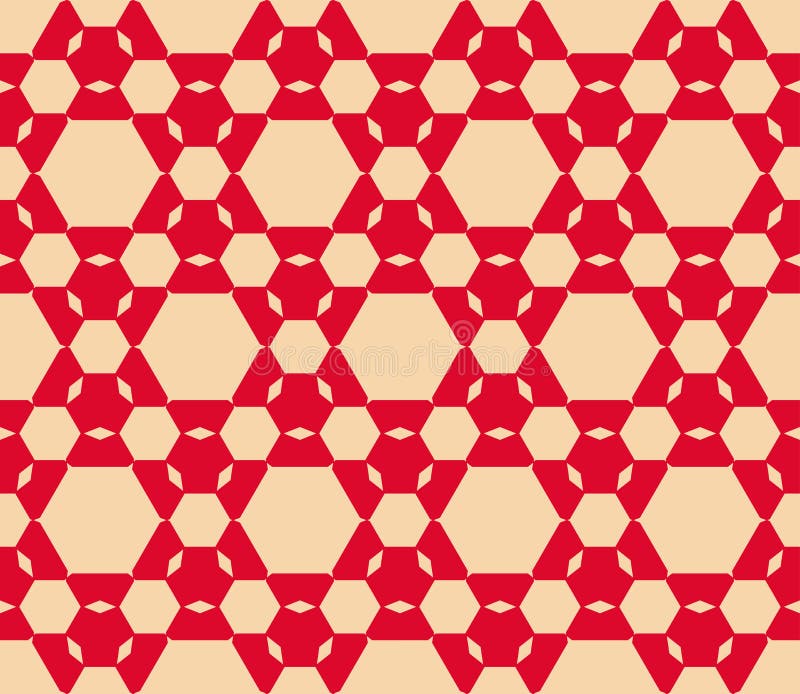 Vector Geometric Seamless Pattern with Hexagons in Red and Tan Colors ...