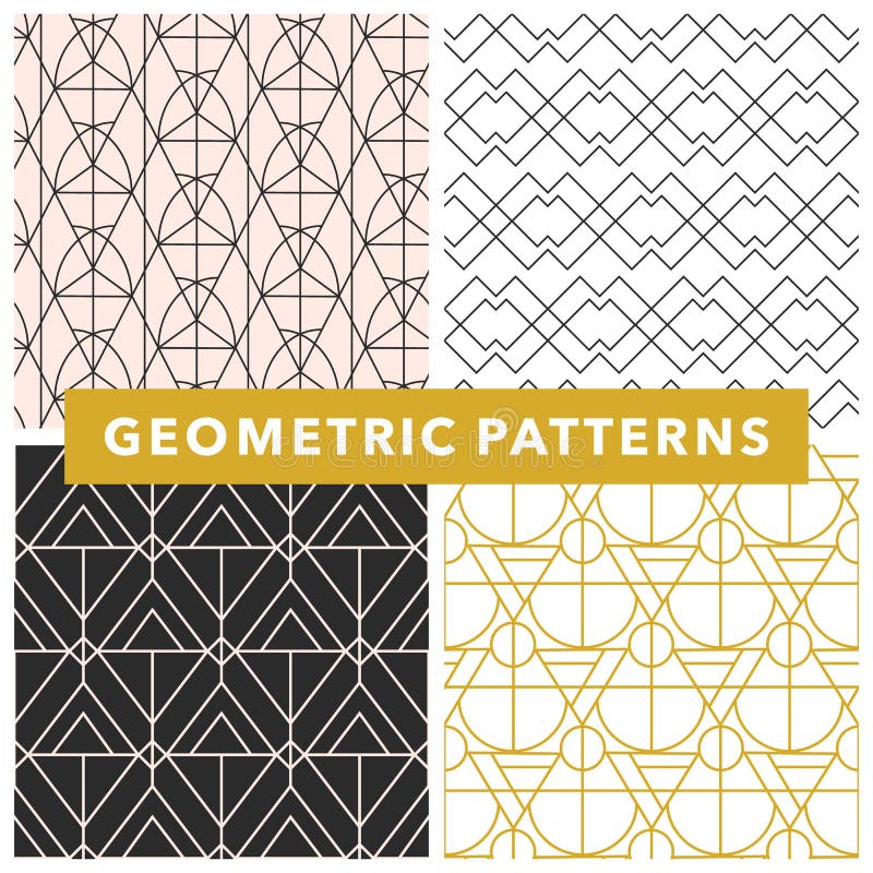 Vector Geometric Seamless Pattern Set Stock Vector - Illustration of ...