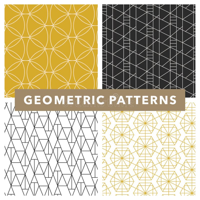 Vector Geometric Seamless Pattern Set Stock Vector - Illustration of ...