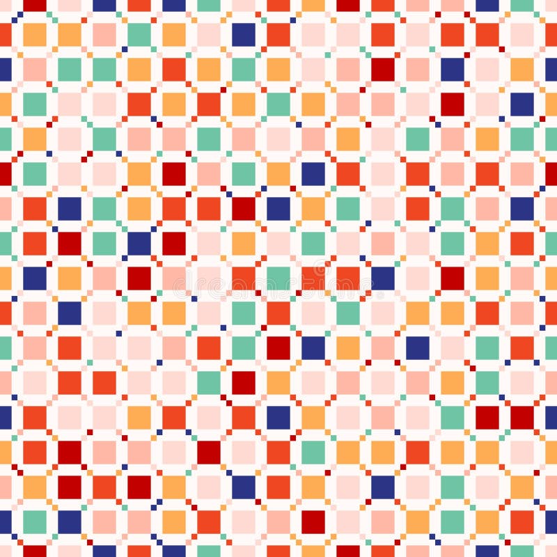Vector Geometric Seamless Pattern with Small Colorful Squares. Pixel ...