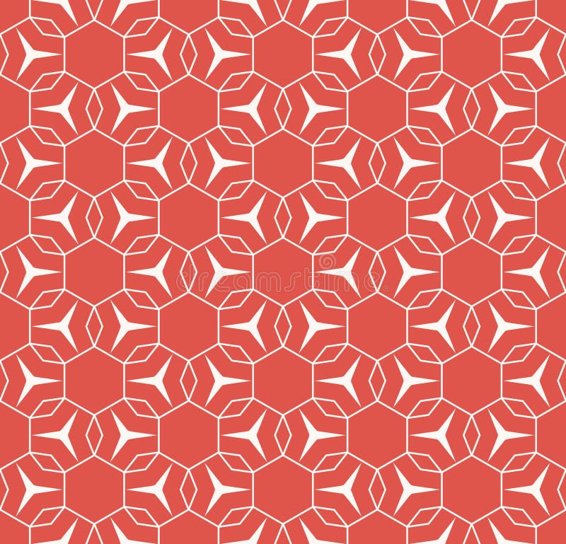 Vector Geometric Seamless Pattern with Thin Lines, Hexagonal Grid. Red ...