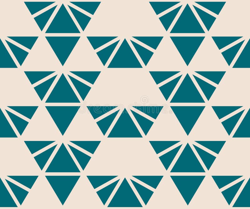 Vector Geometric Seamless Pattern with Triangles in Teal and Beige ...