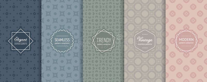 Vector Geometric Seamless Patterns. Collection of Subtle Background ...