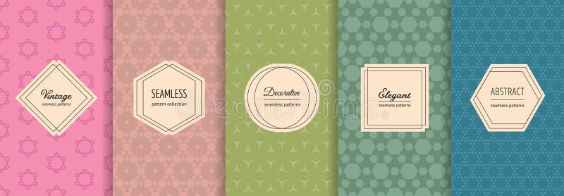 Vector Geometric Seamless Patterns Collection. Trendy Spring Pastel ...