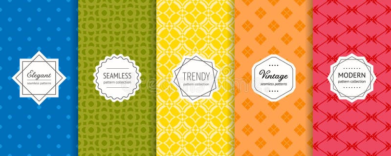 Vector Geometric Seamless Patterns Set. Colorful Background with Modern ...