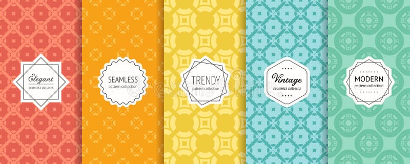 Vector Geometric Seamless Patterns. Set of Colorful Backgrounds with ...