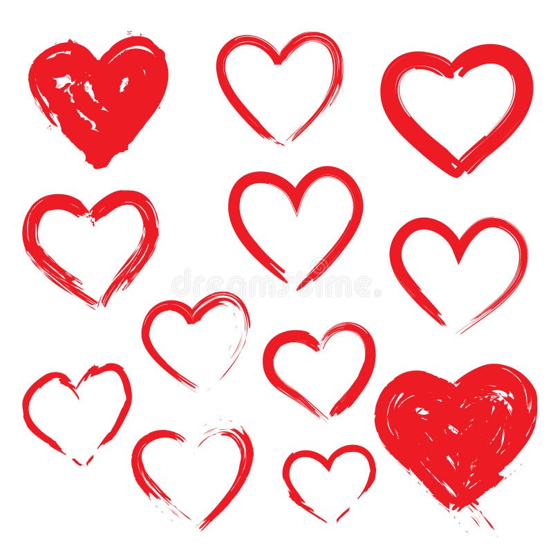 Vector Geplaatste Harten Getrokken Hand Vector Illustratie ...