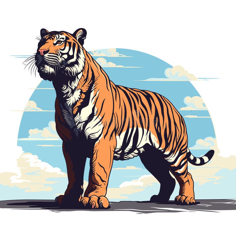 Vector Giant Tiger. Tiger Drawing Full Body Stock Image - Image of ...