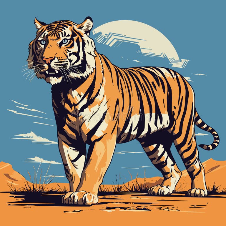 Vector Giant Tiger. Tiger Drawing Full Body Stock Photo - Image of ...