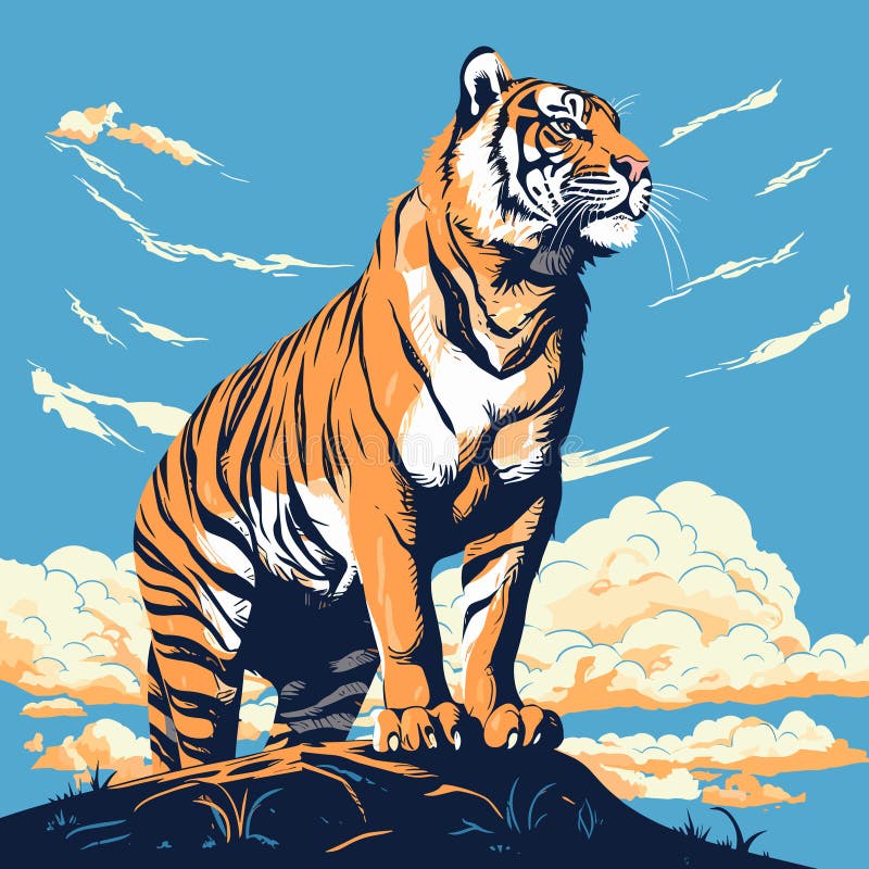 Vector Giant Tiger. Tiger Drawing Full Body Stock Image - Image of rose ...