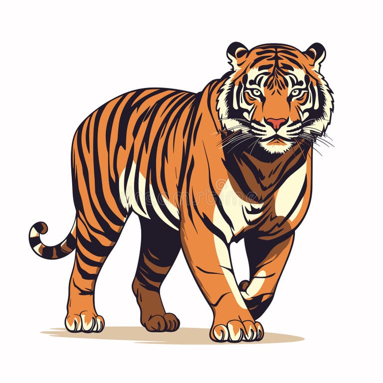Vector Giant Tiger. Tiger Drawing Full Body Stock Photo - Image of ...