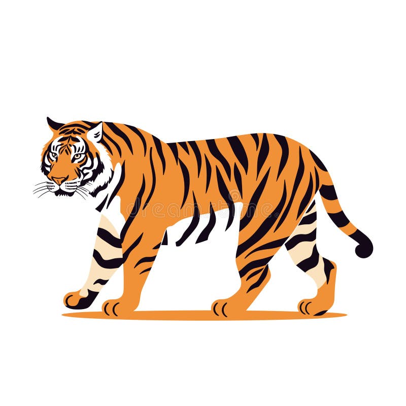 Vector Giant Tiger. Tiger Drawing Full Body Stock Vector - Illustration ...
