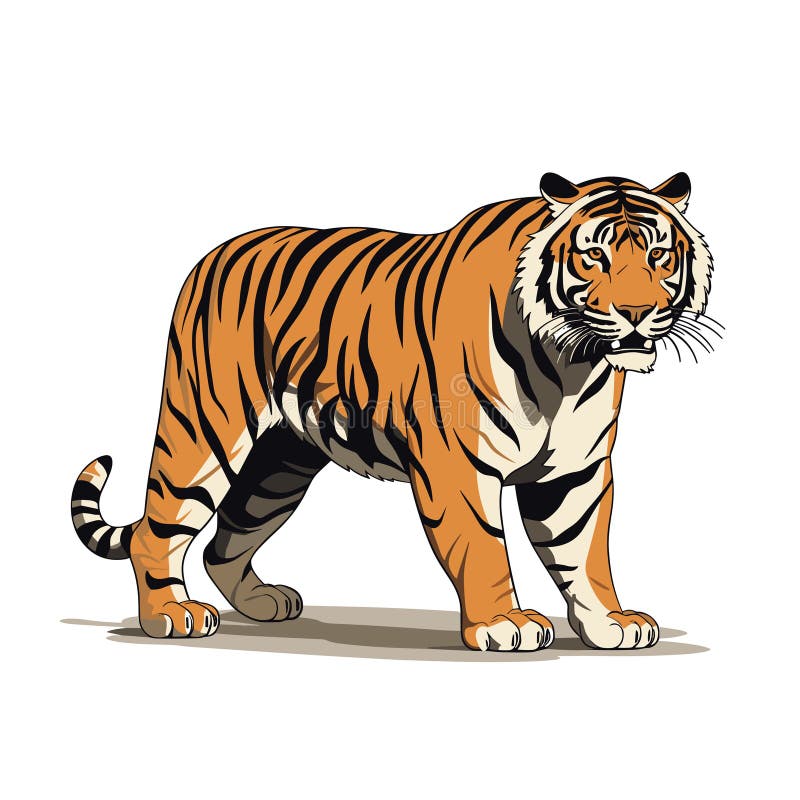 Vector Giant Tiger. Tiger Drawing Full Body Stock Vector - Illustration ...