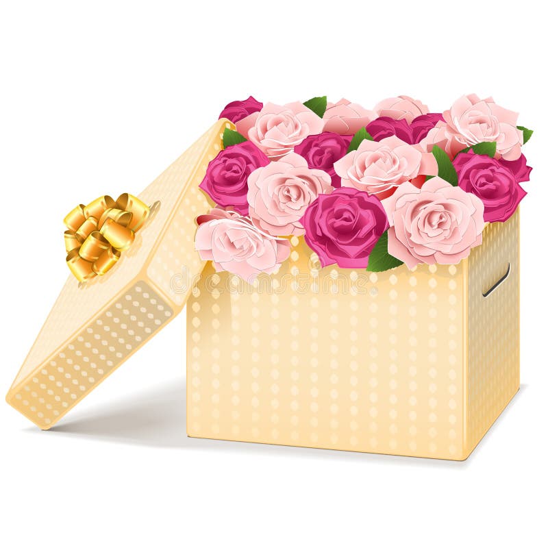 Background with Gift Box and Flowers. Stock Vector - Illustration of ...
