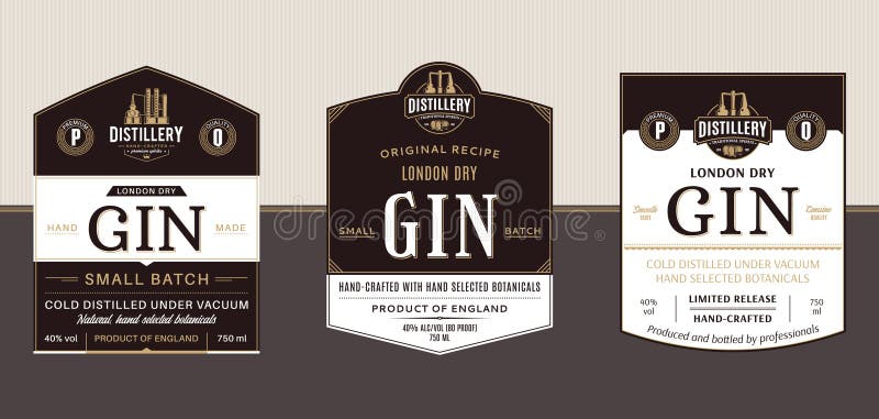 Vector gin vintage labels stock vector. Illustration of template - 357343689