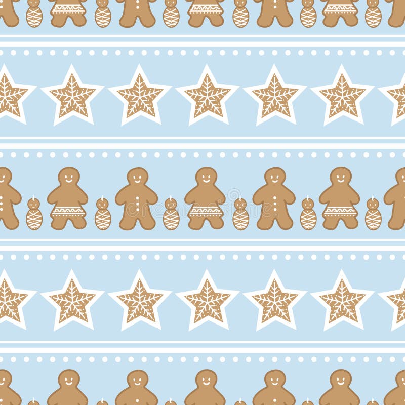 Vector Gingerbread Figures in Line Repeat Pattern Background Stock ...