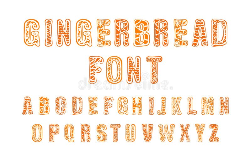 Vector Gingerbread Font, Letters Isolated on White Background. Stock ...