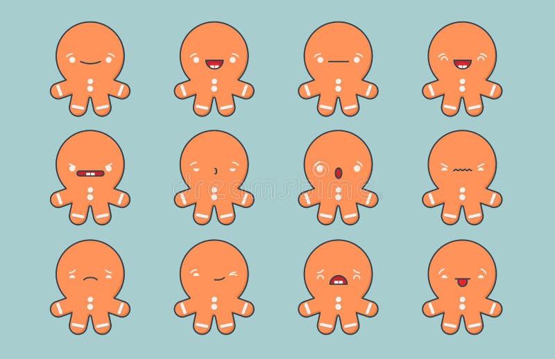 Vector Gingerbread Man Set. Stock Illustration - Illustration of love ...