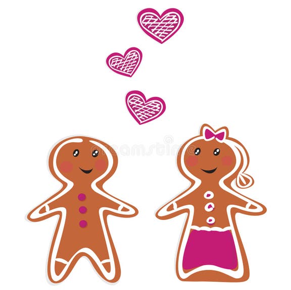 Vector Gingerbread People - Couple on White Stock Vector - Illustration ...