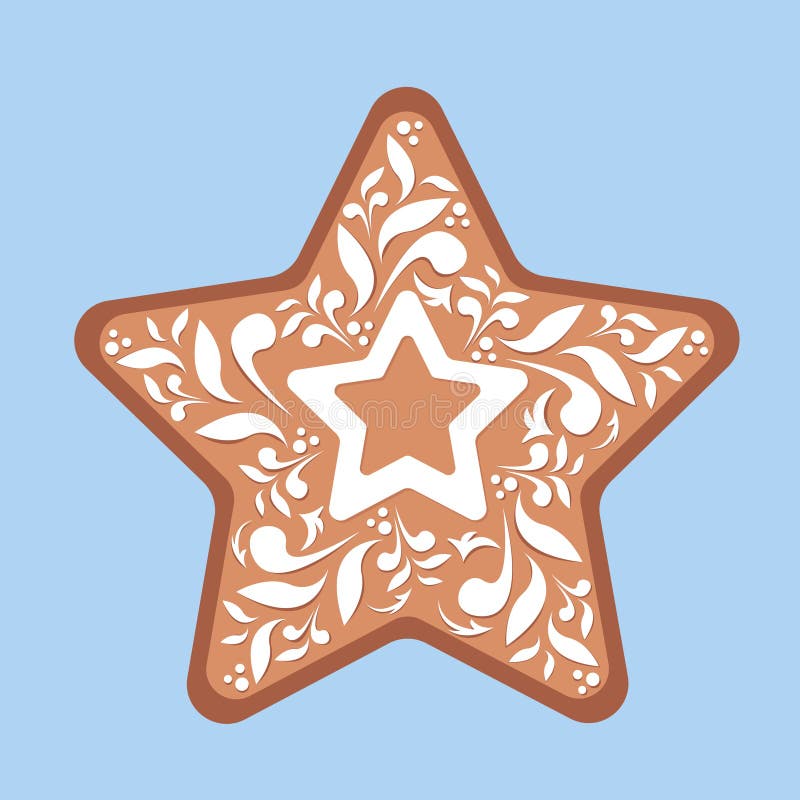 Vector Gingerbread in the Shape of a Star, Frosting Pattern, Sweets for ...