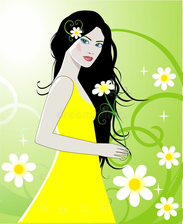 Vector girl logo stock vector. Illustration of beautiful - 7232007