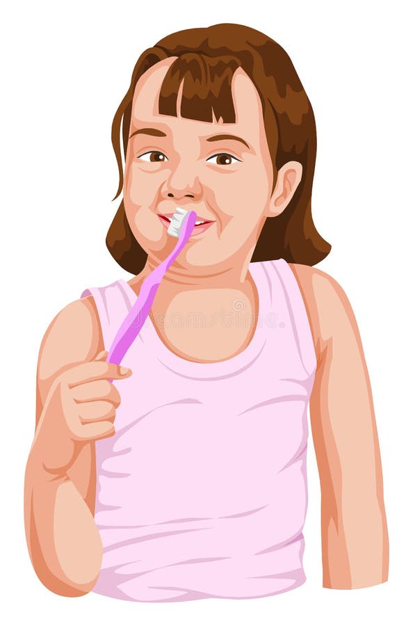 Vector of Girl Brushing Teeth. Stock Vector - Illustration of ...