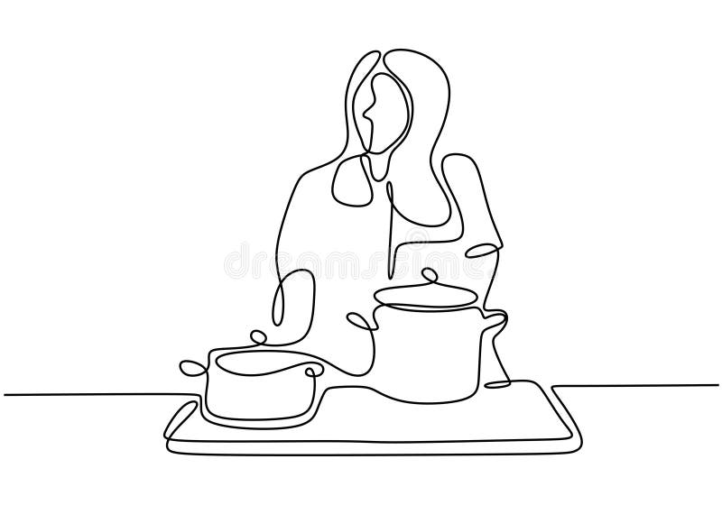 Continuous Line Drawing Cooking Stock Illustrations 2 235 Continuous