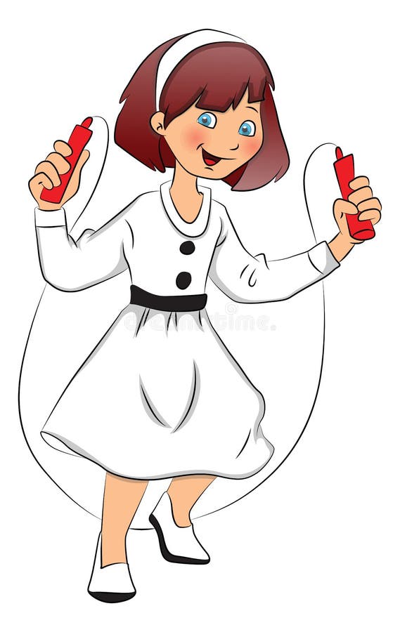 Vector of girl skipping stock vector. Illustration of training - 163022908