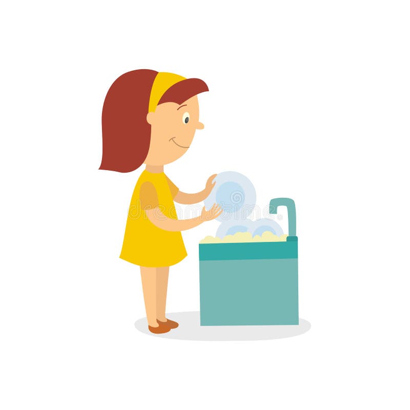 Girl Washing Dishes Sink Stock Illustrations 166 Girl Washing Dishes