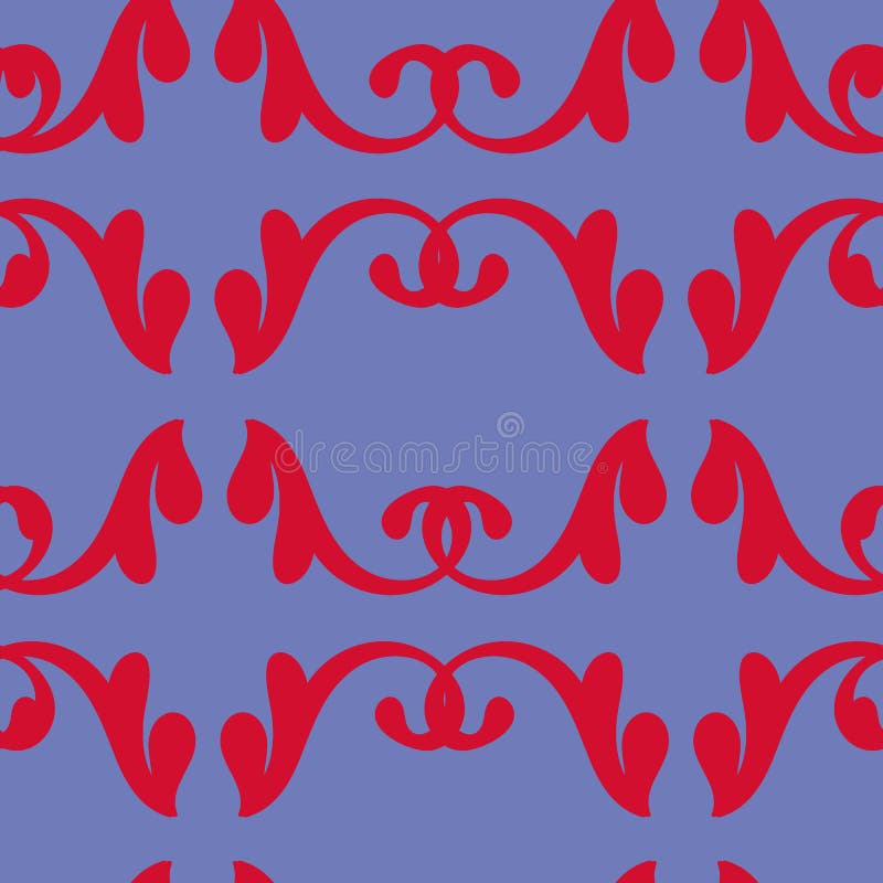 Vector Glamourous Decorative Rococo Purple Red Seamless Pattern Stock ...