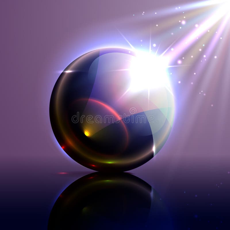 Vector Glaskugel Mit Reflexion Auf Einem Dunklen Hintergrund Vektor ...