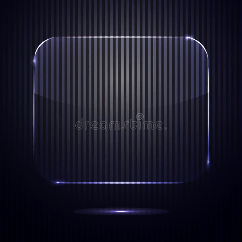 Glass Banner on Neon Light Frame with Transparent Round Plate. Glowing ...