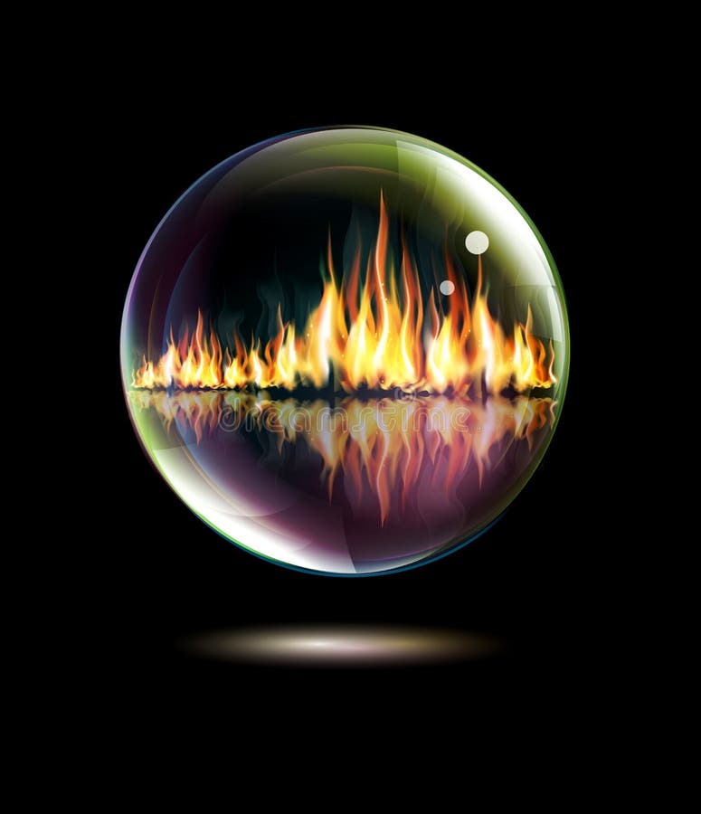 Vector Glass Bowl with a Flame Inside Stock Vector - Illustration of ...