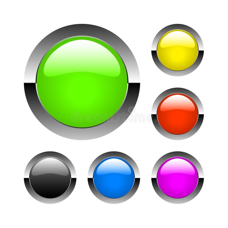 Set of Color Rounded Glass Buttons Stock Illustration - Illustration of ...