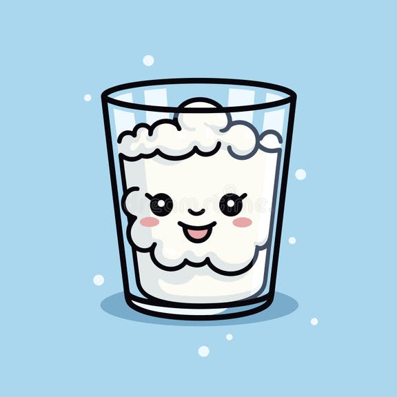 Vector of a Glass of Milk with a Cute Smiley Face Drawn on it Stock ...