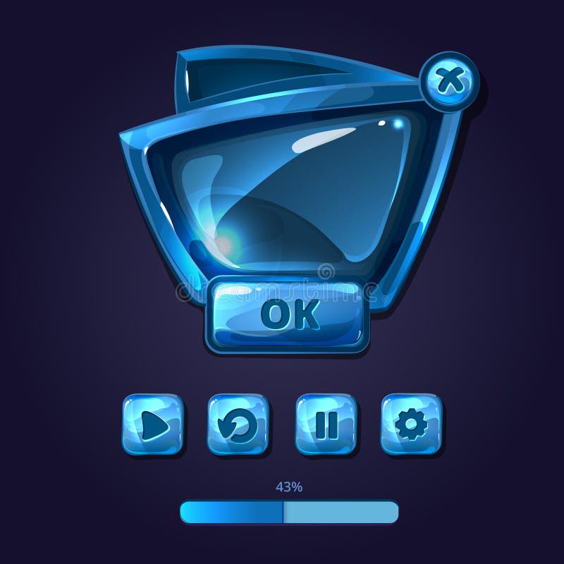 Vector Glass Panels and Buttons for Game UI in Stock Vector ...