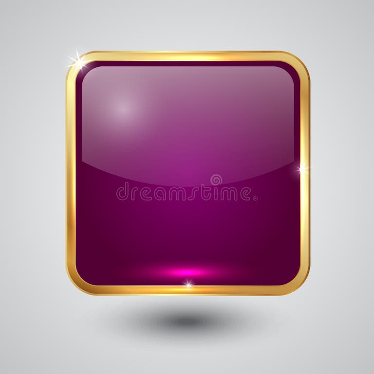 Vector Glass Square Button with Round Corners and Stock Vector ...