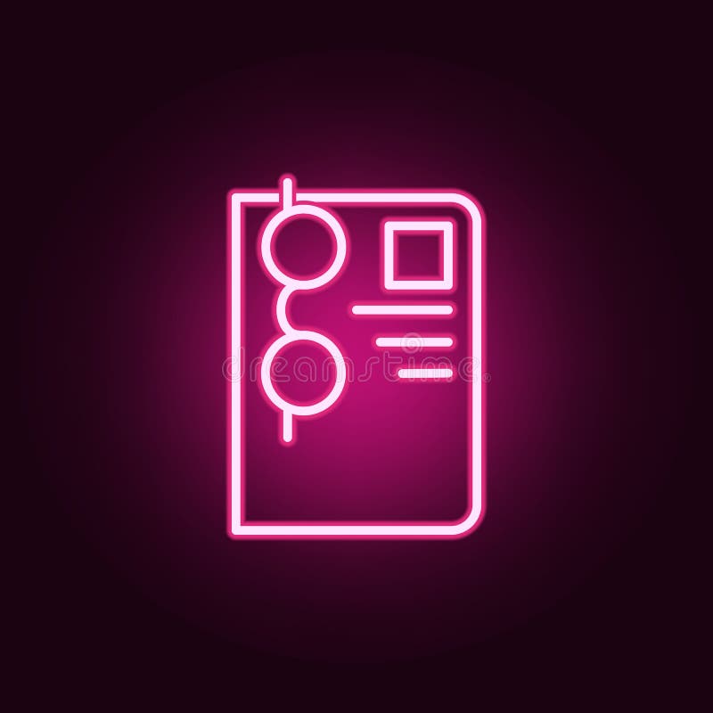 Vector Glasses and Paper Neon Icon. Elements of Education Set Stock ...