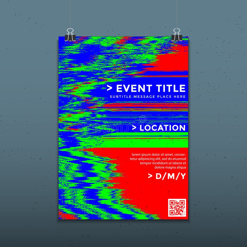 Colored Glitch Design Background Poster Template Stock Vector ...