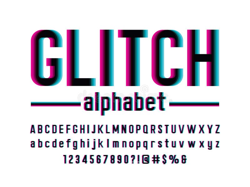Glitch font stock vector. Illustration of colour, alphabet - 166636584