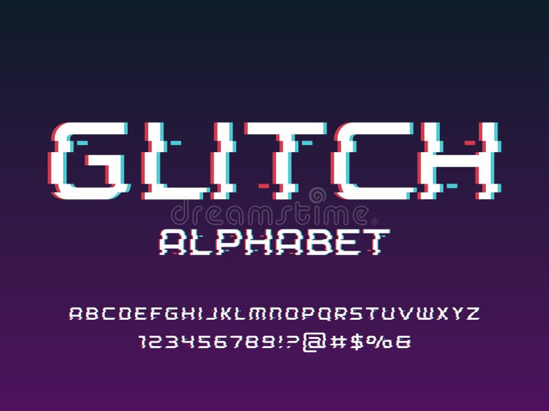 Glitch font stock vector. Illustration of typography - 240863230