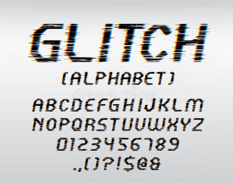 Glitch font stock vector. Illustration of text, colour - 143416628