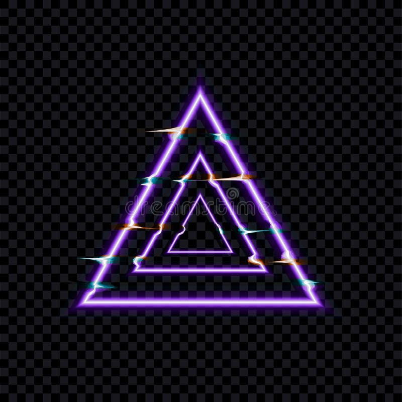 Vector Glitch Effect, Glows Distorted Triangles, Neon Icon Template ...