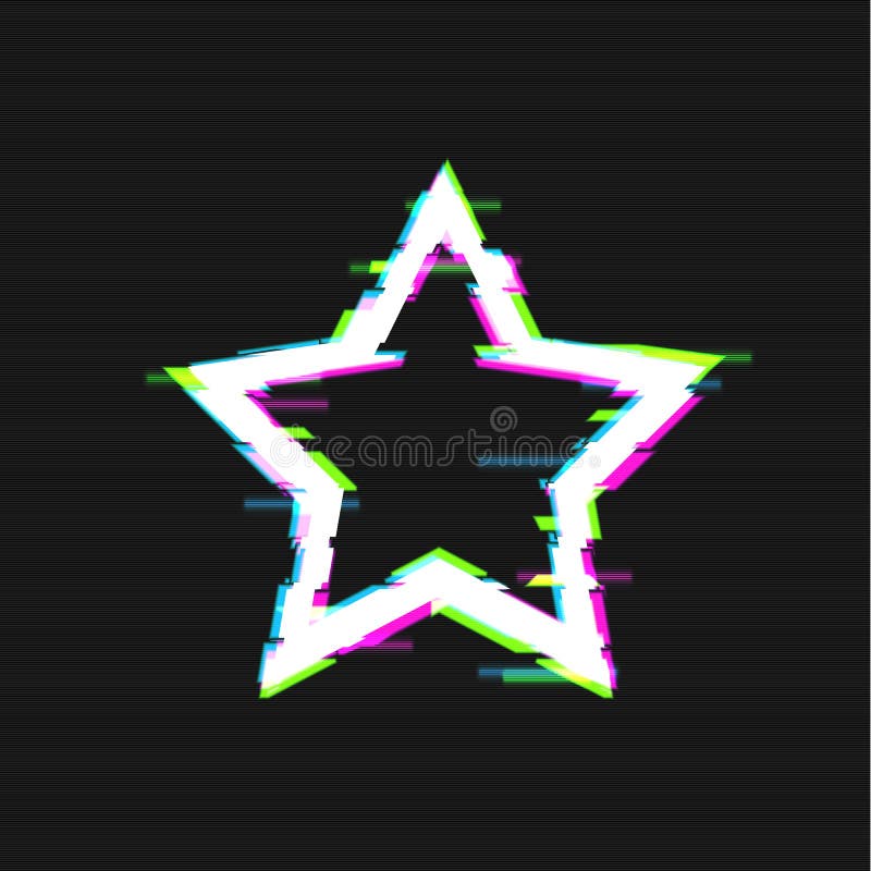 Vector Glitch Glowing Star, Distorted Illustration, Shining Star Shape ...