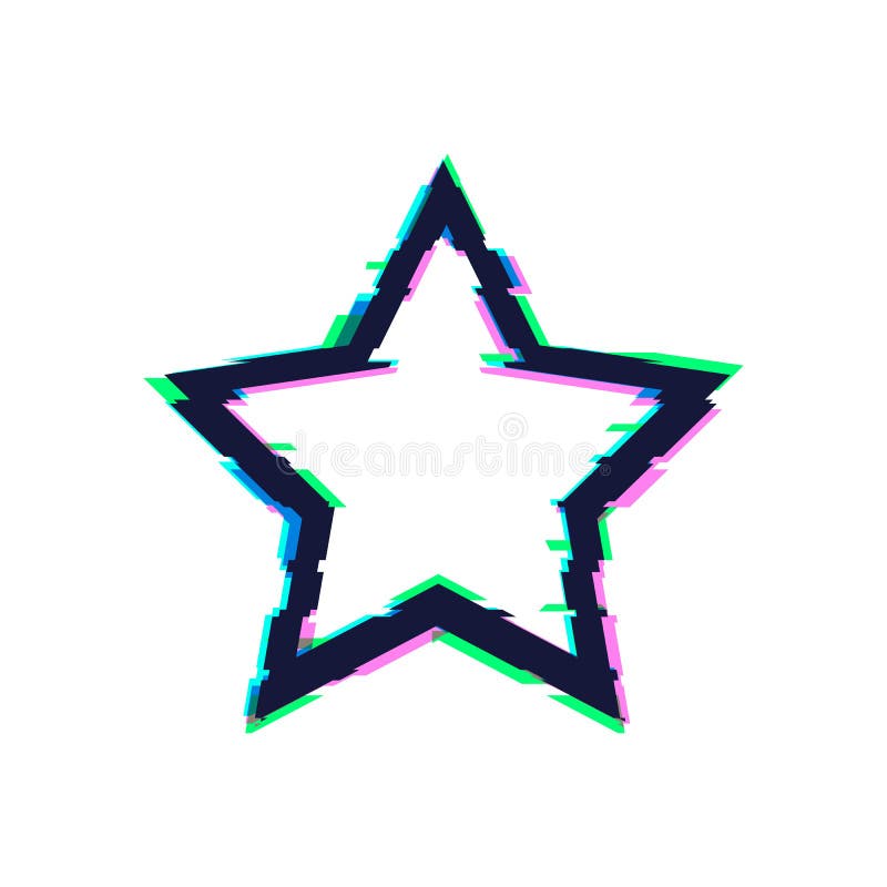 Vector Glitch Star, Distorted Illustration, Technology Star Shape ...