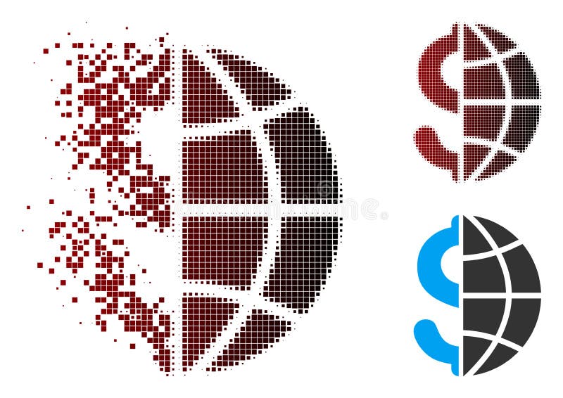 Fragmented Pixel Halftone Global Business Icon Stock Vector ...